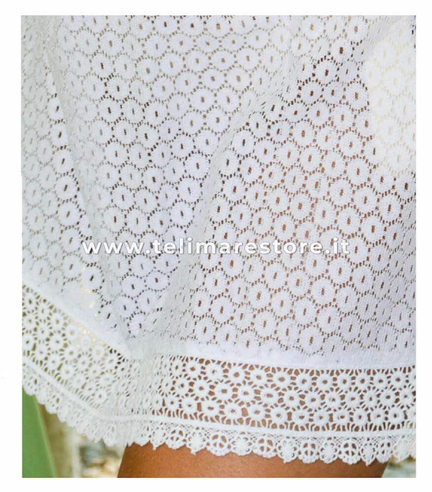 Pareo Copricostume Bianco Girocollo Capri Des.5 100% Cotone Taglia Unica.