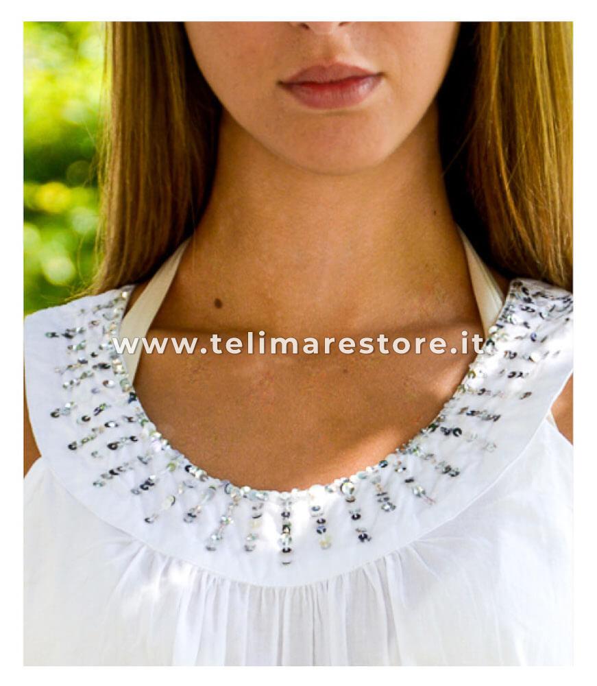 Pareo Copricostume Bianco Capri Des.8 100% Cotone Taglia Unica Spallina ...