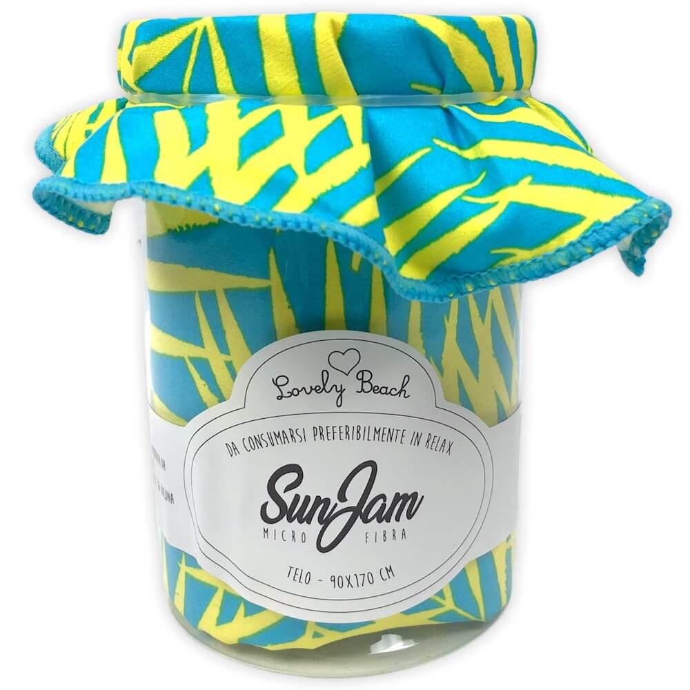 Telo Stampato in Microfibra SunJam Palme Azzurro 90x170cm 100% Poliestere