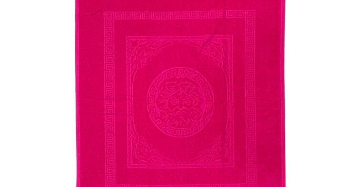 Telo Mare Pompei Fucsia con Greca Oro Asciugamano in morbida spugna 100 ...